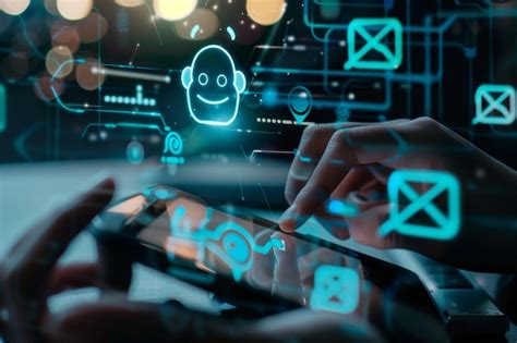 Premium Photo Chatbot Conversation Assistant Person Using Online