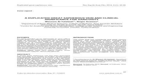 Pdf A Duplicated Great Saphenous Vein And Arimages