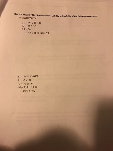 Solved Use Truth Tables Ro Determine The Validity Or