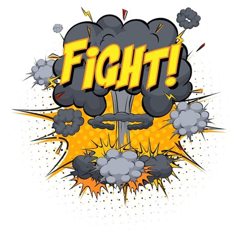Texte De Combat Sur Lexplosion De Nuage Comique Isolé Sur Fond Blanc