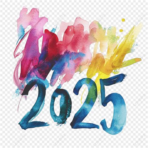 ปี 2025 ตัวอักษรสีน้ำที่สวยงาม Png สำหรับการดาวน์โหลดฟรี Lovepik
