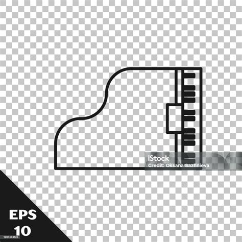 투명 한 배경에 격리 된 블랙 라인 그랜드 피아노 아이콘입니다 악기 벡터 일러스트레이션 Classical Concert에 대한 스톡 벡터 아트 및 기타 이미지 Istock