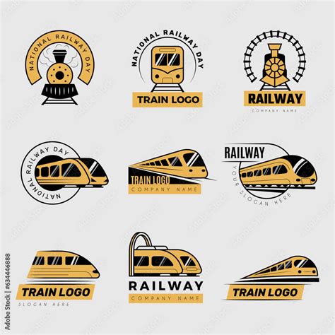 Train Logo Railway Transport Symbols Collection Recent Vector Stylized