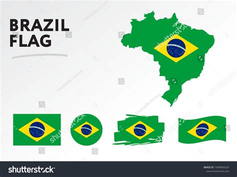 Various Designs Brazil Flag Map World Stock Vector Royalty Free