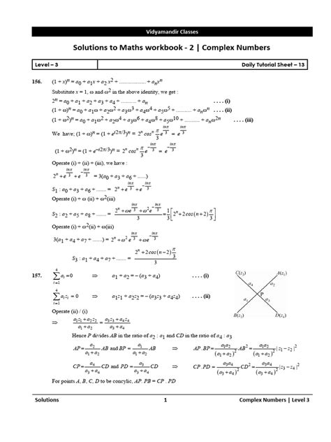Complex Number Solution Level 3 Dts 13 Pdf