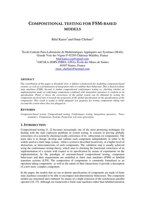 Pdf Compositional Testing For Fsm Based Models