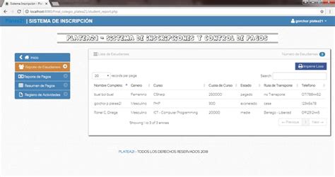 Sistema Inscripción Colegios y Control de Pagos PHP MySql Platea
