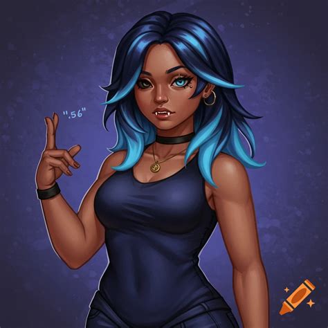 Woman With Curvy Figure Brown Skin Midnight Blue And Light Blue