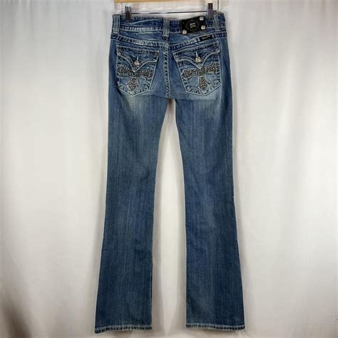 Vintage Y K Blue Denim Rhinestoned Miss Me Jeans Depop