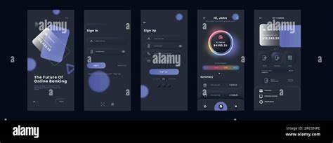 Online Banking Mobile App Ui Ux Gui Screens Template Layout In Black