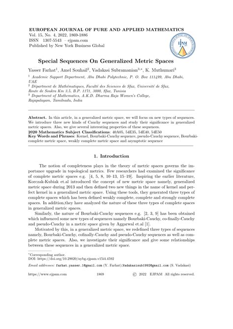 pdf special sequences on generalized metric spaces