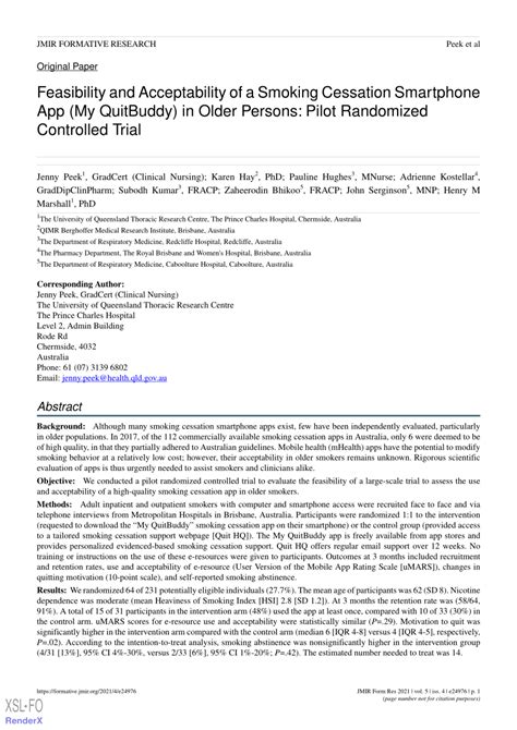 Pdf Feasibility And Acceptability Of A Smoking Cessation Smartphone App In Older Persons