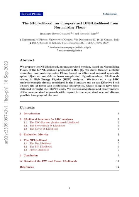 Pdf The Nflikelihood An Unsupervised Dnnlikelihood From Normalizing