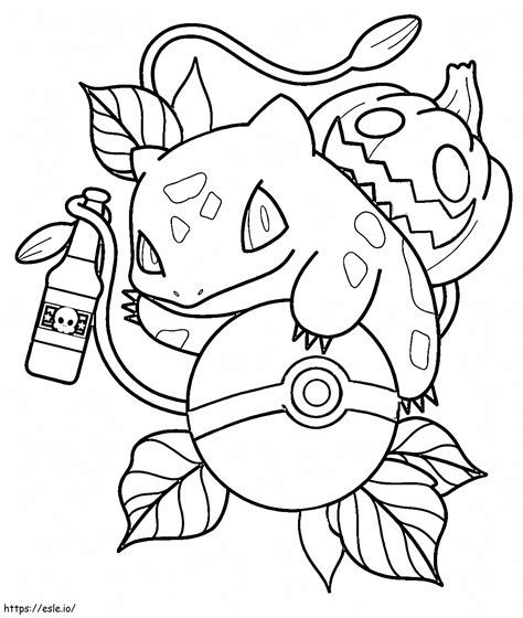 Halloween Bulbasaur Coloring Page