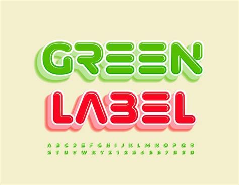벡터 에코 개념 그린 라벨입니다 현대 3d 글꼴입니다 알파벳 문자와 숫자의 크리에이 티브 세트 프리미엄 벡터