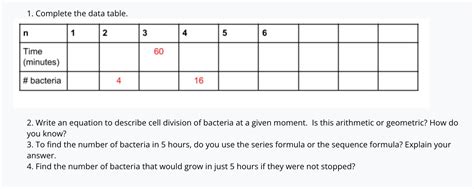 Solved Complete The Data Table Write An Equation To Chegg Com