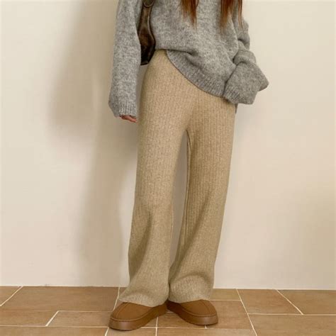 잇진 Made숏롱 보잉 2단 기장 골지 와이드 밴딩 니트 팬츠 3color