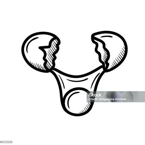 공중에 깨진 계란 낙서 스타일의 손으로 그린 그림 간단한 선형 그림 그리기에 대한 스톡 벡터 아트 및 기타 이미지 그리기