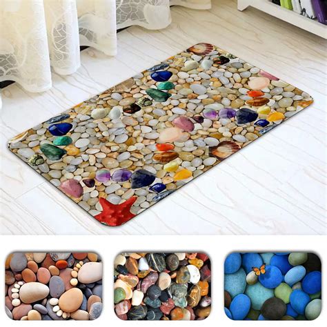 컬러 스톤 플로어 카펫 직사각형 미끄럼 방지 홈 소프트 배드 매트 정면 도어 실내 야외 매트 가정용 카펫 Aliexpress