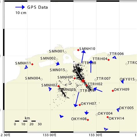 Gps Station Location And Data Horizontal Vector Displacement Download Scientific Diagram