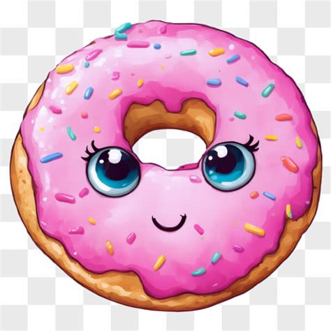 Descarga Dulce Donut De Dibujos Animados Con Glaseado Rosa Y Chispitas