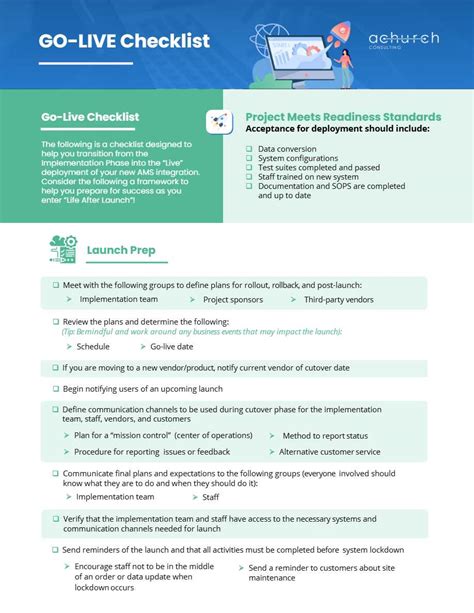 Achurch Consulting Go Live Checklist Template In Word And Pdf Formats