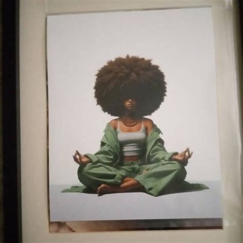 Black Girl Meditation Art Print African American Zen Woman Wall Decor