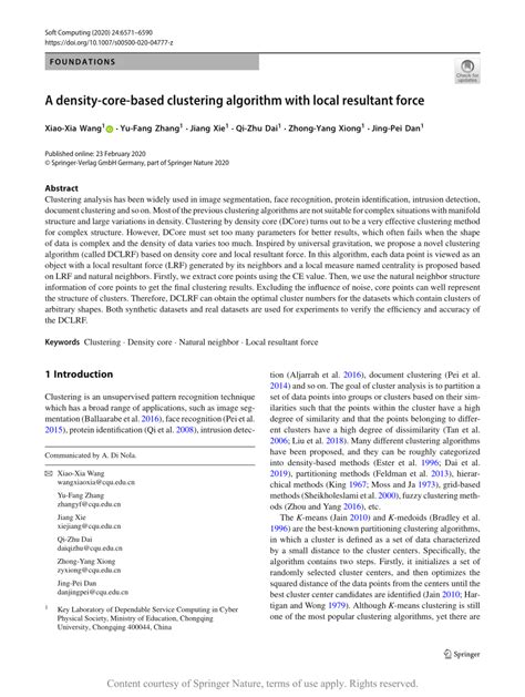 A Density Core Based Clustering Algorithm With Local Resultant Force