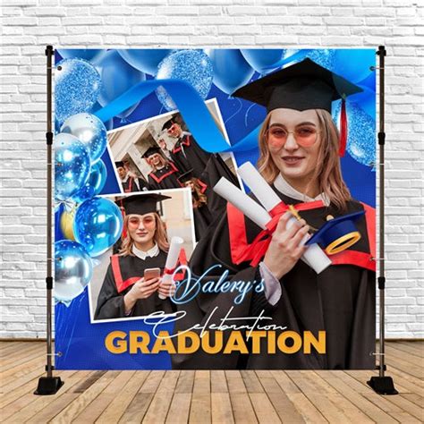 Graduation Backdrops Blue Balloon Bash Customized Party Graduation Bac
