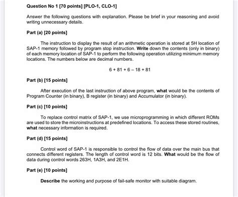 Question No 1 70 Points Plo 1 Clo 1 Answer The