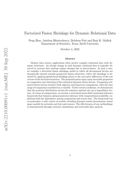 Pdf Factorized Fusion Shrinkage For Dynamic Relational Data