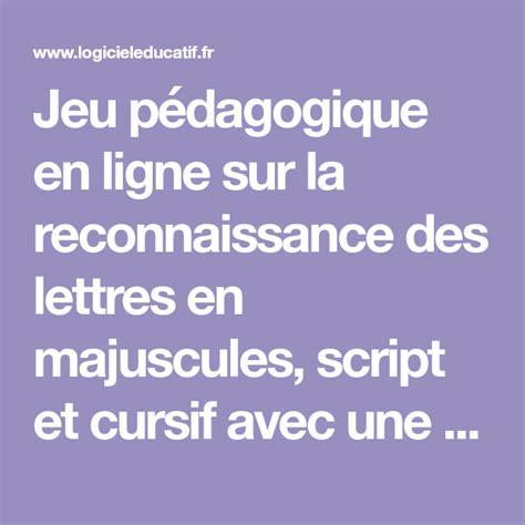 Jeu pédagogique en ligne sur la reconnaissance des lettres en