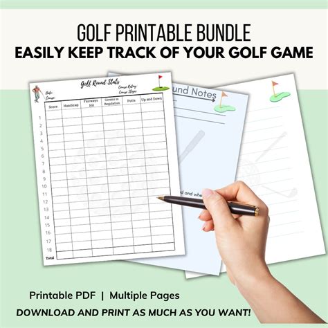 Golf Printable Bundle Golf Stat Tracker Blank Journal Entry Post