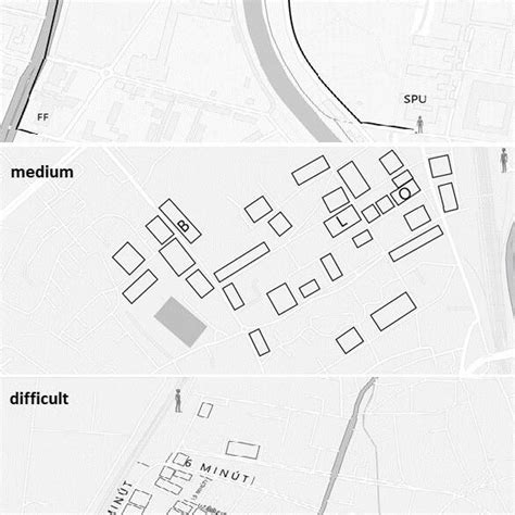 Maps Used For Three Complexity Levels Easy Top Medium Middle And