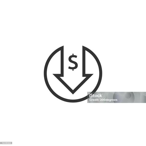 Icône De Dollar De Baisse Symbole De Largent Avec La Flèche Qui Sétend