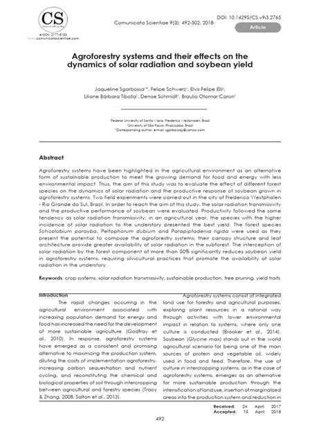 Agroforestry Systems And Their Effects On The Dynamics Of Solar