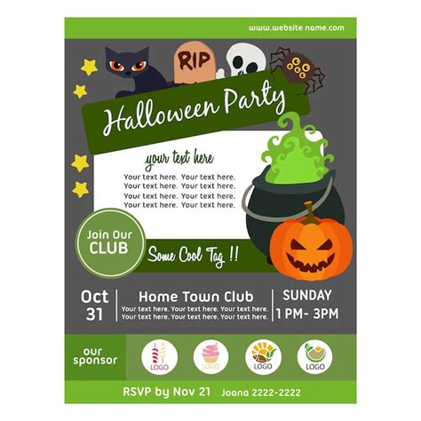 Premium Vector Halloween Party Poster With Pot Of Magic Flat Style