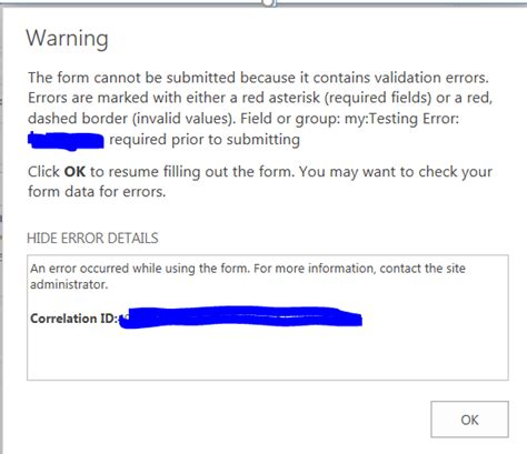 How To Display Friendly Error Message In Infopath Sharepoint Stack