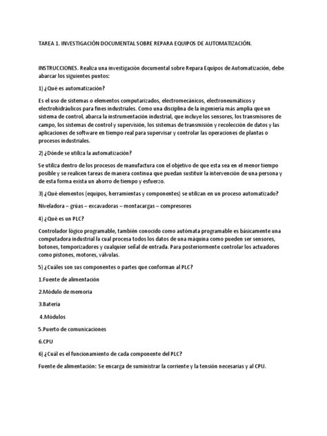 Tarea 1 Automatizacion Descargar Gratis Pdf Controlador Lógico Programable Automatización