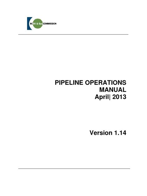 Pipeline Operations Engineering Manual April Release 2013 Pdf