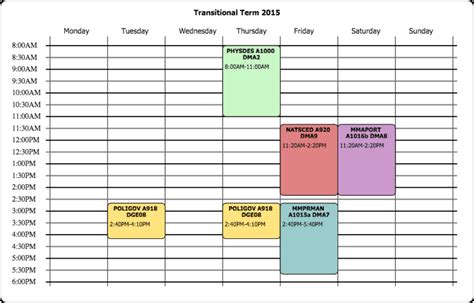 Class Schedule Makers Excel Templates