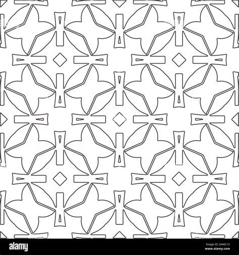 Floral Pattern Backgroundrepeating Geometric Pattern From Striped Elements Black And White