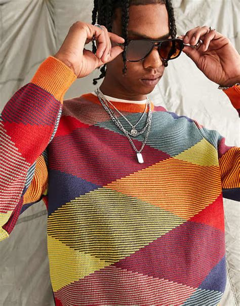 Asos Design Karierter Strickpullover Mit Farbverlauf Asos