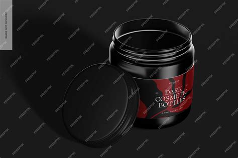 Premium Psd Dark Glass Jar Mockup Opened