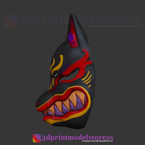 3d File Japanese Fox Mask Demon Kitsune Cosplay Helmet Stl File・3d