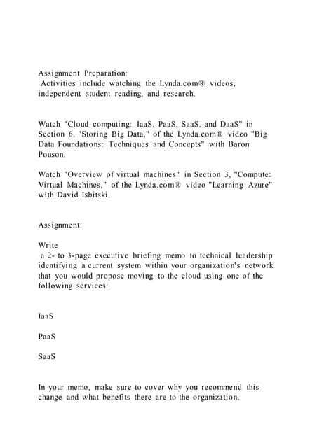 Assignment Preparation Activities Include Watching The Lynda Pdf
