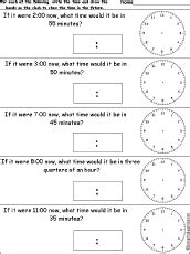 Telling Time Clock Arithmetic Worksheets EnchantedLearning Com
