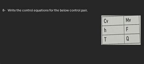 Solved By An Expert 8 ﻿write The Control Equations For The Below