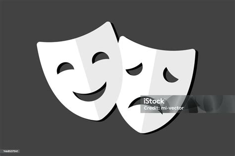 극장 마스크 가장 무도회 벡터 아이콘입니다 만화와 비극적 인 마스크 아이콘 행복하고 불행한 극장의 전통적인 상징 재미 있고 슬픈 극장 마스크 벡터 일러스트 레이 션