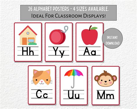 Abc Poster Pack Printable Classroom Alphabet Display Bulletin Board